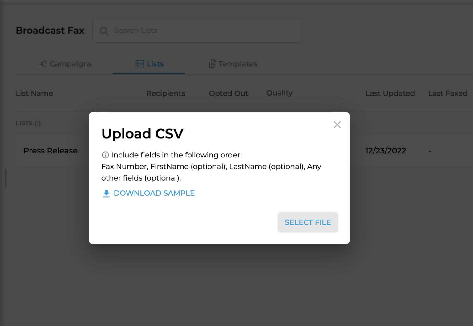 Contacts Upload: Bulk Upload Contacts for Fax Broadcasts